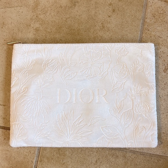 Dior | Accessories | Beautiful White Velvety Texture Dior Makeup Bag ...